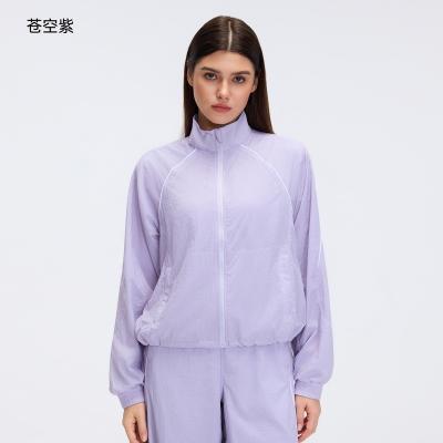 China Women's Light Purple Nylon Windbreaker Jacket 35g for Outdoor Sports Casual Wear for sale