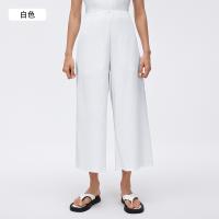 China Women's White Ribbed High Waist Wide Leg Cropped Pants 97% Nylon 3% Spandex Sizes 4-12 for sale