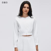 China Women's White Ribbed Cropped Zip-Up Long Sleeve Jacket 97% Nylon 3% Spandex Sizes 4-12 for sale