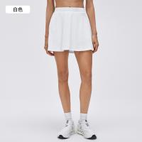 China Women's White Ribbed High Waist Flared Tennis Skirt with Built-in Shorts 97% Nylon 3% Spandex for sale