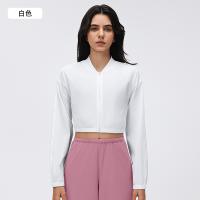 China Women's White Cropped Zip Up Lightweight Jacket 80% Nylon 20% Spandex Sizes 4-12 for sale