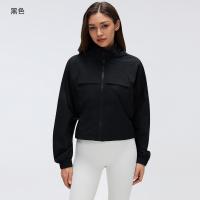 China Black Cropped Hooded Lightweight Windbreaker Jacket for sale