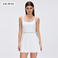 China White Steam Gray Contrast Trim Sleeveless Wrap Tennis Dress with Belt Sizes 4-12 for sale