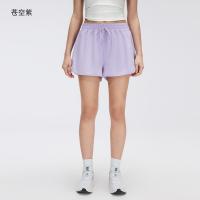 China Lavender Drawstring Waist Running Shorts with Liner 88% Polyester 12% Spandex for sale