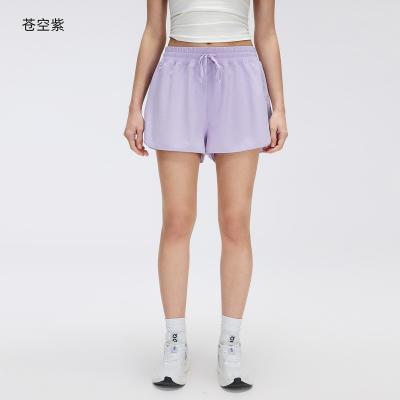 China Lavender Drawstring Waist Running Shorts with Liner 88% Polyester 12% Spandex for sale