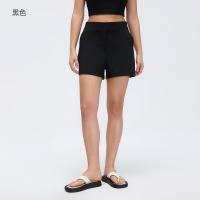 China Black High Waisted Casual Shorts with Pockets 70% Nylon 30% Spandex for Everyday Wear for sale