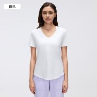 China White V Neck Short Sleeve T Shirt Loose Fit Casual Everyday Workout Top 170g Lyocell Cotton Blend for sale