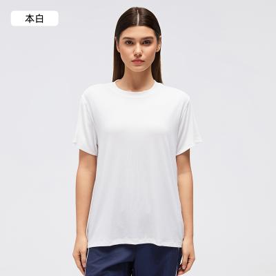 China White Crew Neck Short Sleeve T Shirt Loose Fit 90% Lyocell 10% Spandex for sale