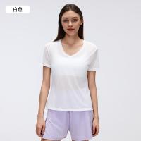 China White Sheer V Neck Short Sleeve Workout Tee 100% Polyester Size 4-12 for Yoga for sale