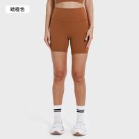 China Dark Orange High Waisted Biker Shorts 80% Nylon 20% Spandex for Yoga and Daily Wear for sale