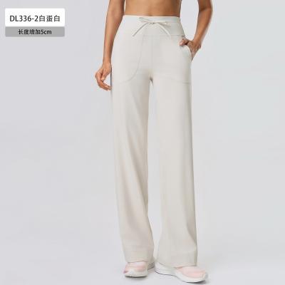 China White High Waisted Wide Leg Yoga Pants 80% Nylon 20% Spandex with Added 5cm Length for Tall Frames for sale