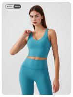 China Women U Neck Yoga Crop Tank Top Built-in Padded Bra Nylon Spandex Medium Support for sale