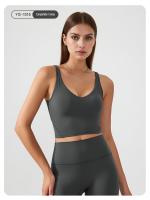 China Women U Neck Yoga Crop Tank Top Built-in Padded Bra Nylon Spandex Medium Support for sale