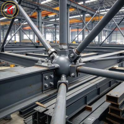 China Large Span Steel Space Grid, Prefabricated Steel Grid Structure for Stadium Roof for sale