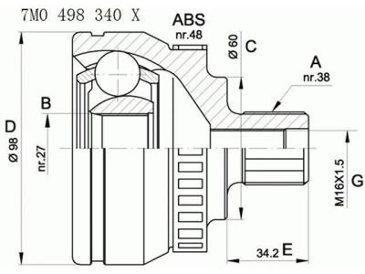 China 7M0498099 Transmission Parts C.V Joint for sale