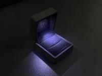 China Plastic Box Luxury Black LED Ring Box with Customized Logo Min Qty 100 Velvet Sponge for sale