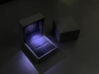 China Plastic Box Luxury Black LED Ring Box with Customized Logo Min Qty 100 Velvet Sponge for sale