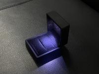 China Plastic Box Luxury Black LED Ring Box with Customized Logo Min Qty 100 Velvet Sponge for sale