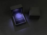 China Plastic Box Luxury Black LED Ring Box with Customized Logo Min Qty 100 Velvet Sponge for sale