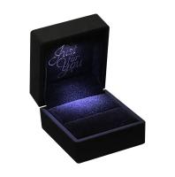 China Customized Your Logo Min Qty 100 Luxury Black LED Ring Box with Service and LED Light for sale