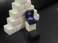 China Customized Your Logo Min Qty 100 Luxury Black LED Ring Box with Service and LED Light for sale