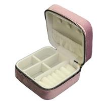 China Pink Velvet Travel jewelry box organizer jewelry box women gift velvet jewelry box for sale