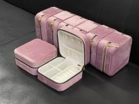 China Pink Velvet Travel jewelry box organizer jewelry box women gift velvet jewelry box for sale