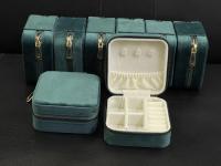 China Blue Velvet Travel jewelry box organizer jewelry box women gift velvet jewelry box for sale