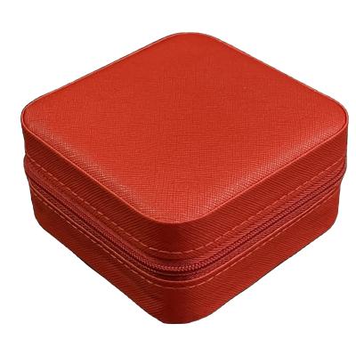 China Red Travel jewelry box- Customized your logo and color for sale
