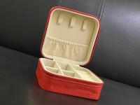China Red Travel jewelry box- Customized your logo and color for sale