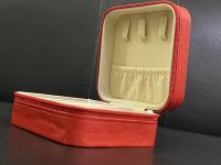China Red Travel jewelry box- Customized your logo and color for sale