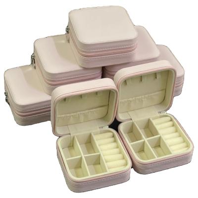 China Pink Travel jewelry box organizer jewelry box women gift Pu jewelry box for sale