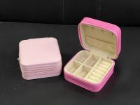 China Jewelry Box Material Leather Magenta Travel Women's Pu Organizer Box for Women's Gift for sale
