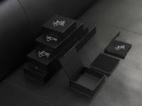 China Customized Paper Black Magnet Jewelry Box and Pouches for sale