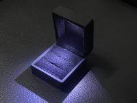 China Customized LED Two Ring Box Luxury Black Velvet Box with LED Plastic Box and Sponge for sale