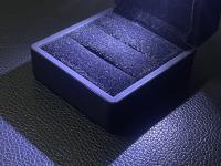 China Customized LED Two Ring Box Luxury Black Velvet Box with LED Plastic Box and Sponge for sale