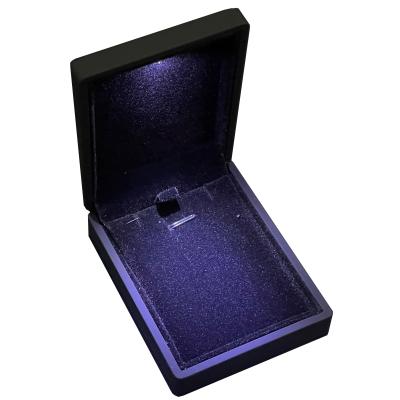 China Customized Your Logo- Luxury Black LED Pendant Box LED Small Necklace Box for sale