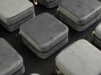 China Gray Velvet Travel jewelry box organizer jewelry box women gift velvet jewelry box for sale