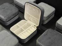 China Gray Velvet Travel jewelry box organizer jewelry box women gift velvet jewelry box for sale