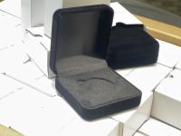 China Black Velvet Gold box velvet coin medal box customized for sale