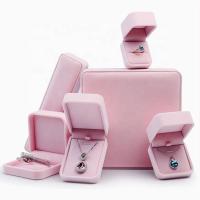 China Sophisticated Pink Velvet Jewelry Box for Luxury Packaging Any Color Min Qty 100 for sale