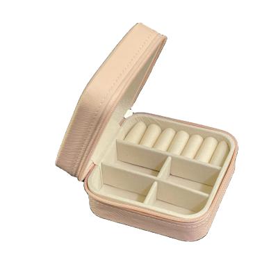 China Apricot Travel jewelry box organizer jewelry box women gift Pu jewelry box for sale