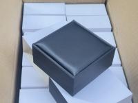 China Customized Luxury Black PU Leather Bangle Box Paper Sleeve Leather Packaging OEM Leather Bracelet Box Jewelry Storage Packaging for sale