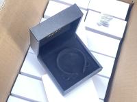 China Customized Luxury Black PU Leather Bangle Box Paper Sleeve Leather Packaging OEM Leather Bracelet Box Jewelry Storage Packaging for sale