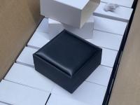China Customized Luxury Black PU Leather Bangle Box Paper Sleeve Leather Packaging OEM Leather Bracelet Box Jewelry Storage Packaging for sale