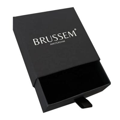 China Customized Black Paper Drawer Jewelry Box for sale