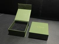 China Paper Magnet Necklace Box Dark Green Paper Jewelry Box with Magnet Customized for sale
