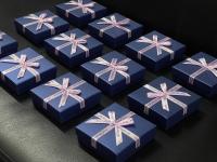 China Custom Blue Paper Jewelry Box and Bowknot 60*60*20mm for Your Jewelry Packaging Needs for sale