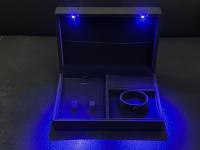 China Customized Your Logo- Luxury Black LED Jewelry Box LED Big Necklace Box LED Jewelry Set Box for sale