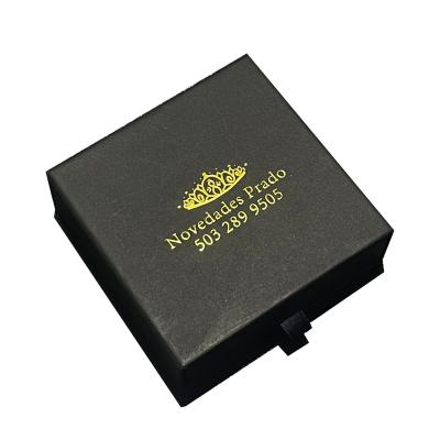 China Customized black paper drawer jewelry box necklace box for sale